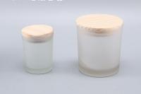 China Matt Black Glass Candle Jar 100ml 200ml 440ml with Dark Wooden Lids for sale