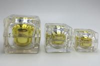 China Gold Crystal Acrylic 30G Face Cream Jar 50ml Hot Stamping Custom Cosmetic Packaging for sale
