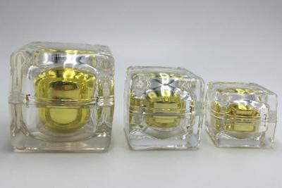 China Gold Crystal Acrylic 30G Face Cream Jar 50ml Hot Stamping Custom Cosmetic Packaging for sale