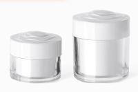 China Straight Body 20g 30g 50g Face Cream Jars with Rose Lid PS Plastic Cosmetics Packaging for sale