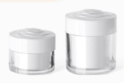 China Straight Body 20g 30g 50g Face Cream Jars with Rose Lid PS Plastic Cosmetics Packaging for sale