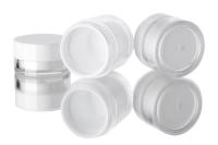 China Straight Body 20g 30g 50g Face Cream Jars with Rose Lid PS Plastic Cosmetics Packaging for sale