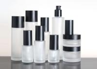 China 500ml Frosted Glass Lotion Pump Bottle Cosmetic Jar with Custom Label Printing for sale