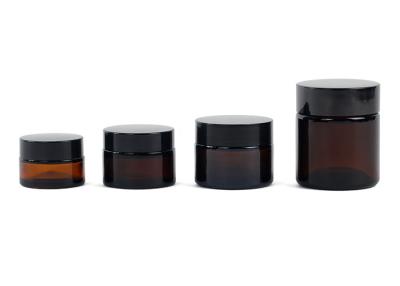 China Amber Glass Cosmetic Cream Jar 15ml 50ml with Screw Cap for Skincare Packaging for sale