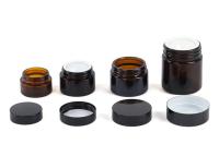 China Amber Glass Cosmetic Cream Jar 15ml 50ml with Screw Cap for Skincare Packaging for sale