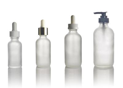 China Clear Frosted Glass Boston Round Dropper Bottle 4oz 8oz for Essential Oils Cosmetics for sale