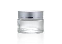 China Clear Glass Cosmetic Cream Jar 20ml 50ml with Silver Screw Cap for Personal Care Packaging for sale