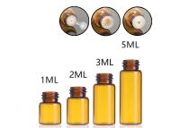 China Wholesale Amber Glass Essential Oil Bottles 1ml 2ml 3ml 5ml with Plug for sale