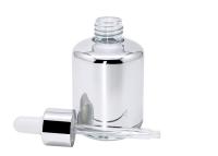China Silver 30ml 50ml Glass Cosmetic Bottles with Dropper for Essential Oils for sale