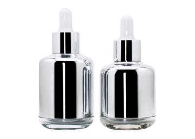 China Silver 30ml 50ml Glass Cosmetic Bottles with Dropper for Essential Oils for sale