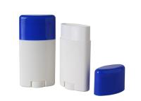 China Empty Cosmetic Packaging PP Oval Shape Stick Deodorant 50g Twist Up Sunscreen Tube Bottle for sale