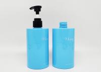 China 500ml Blue PET Plastic Shampoo Shower Gel Bottle With Lotion Pump for sale