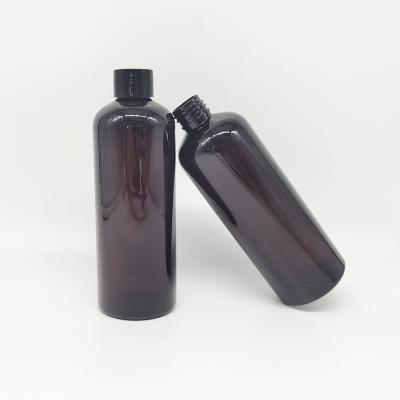 China Custom 300ml Amber PET Plastic Cosmetic Bottle for Toner with Cap for sale