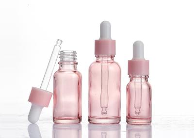 China 15ml 30ml Pink Translucent Glass Dropper Bottle for Essential Oil Custom OEM for sale
