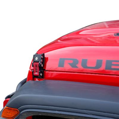China Jeep Wrangler JK JL Aluminum Alloy Hood Latch Lock Kit 133x56x42mm Red Black for sale