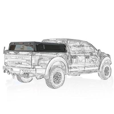 China Ford Raptor Aluminum Retractable Truck Canopy Waterproof Hard Cover No-Drill Installation Black for sale