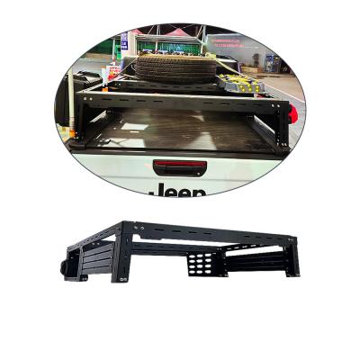 China Aluminum Alloy Adjustable Pickup Truck Bed Rack for F150 Tacoma Hilux 1336mm Length for sale