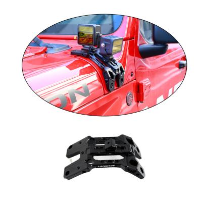 China Jeep Wrangler JL Aluminum Hood Mount Camera Holder with LED Light 3.64kg Set for sale