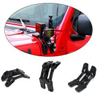 China Jeep Wrangler JL Aluminum Hood Mount Camera Holder with LED Light 3.64kg Set for sale
