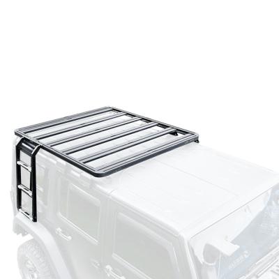 China Aluminum Alloy Roof Rack with Ladder for Jeep Wrangler JL 4 Door 2018-2024 Powder Coated Cargo Storage for sale