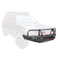 China Custom Steel Bull Bar Front Bumper for Toyota LC100 55kg Black Powder Coated for sale