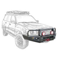 China Custom Steel Bull Bar Front Bumper for Toyota LC100 55kg Black Powder Coated for sale