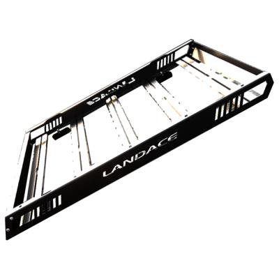 China Black Aluminum Alloy Car Roof Basket Rack 1455x1425x113mm with Side Ladder Universal Fit for sale