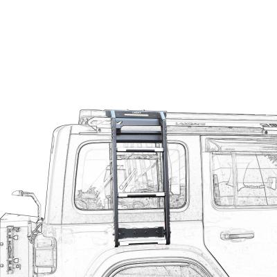 China SUS304 Steel Offroad Climb Ladder for Jeep Wrangler 4x4 Side Ladder Rack 850x400x237mm for sale