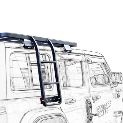 China No-Drill Aluminum Alloy Tailgate Ladder for Jeep Wrangler JL JK 833x400x261mm for sale