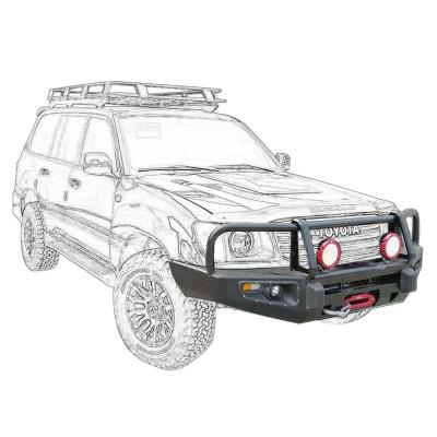 China Toyota LC100 Bull Bar Front Bumper Steel 55kg Black Powder Coated 4x4 for sale