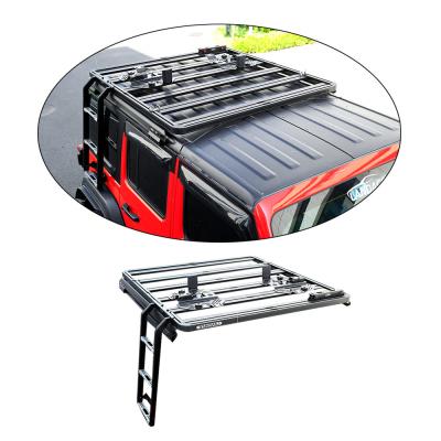 China Aluminum Alloy Side Ladder for Jeep Wrangler JL JK 2018-2023 Black Roof Access Step 6kg for sale
