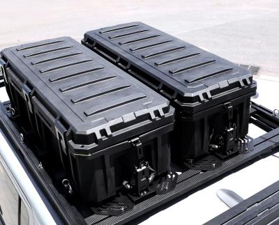 China Heavy Duty Roof Rack Mounted Waterproof Storage Box 110 Liter LLDPE Roto Molded for sale