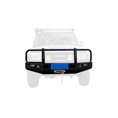 China Toyota LC79 Winch Bull Bar Front Bumper with Tire Carrier Jerry Can Holder 3-5mm Steel for sale