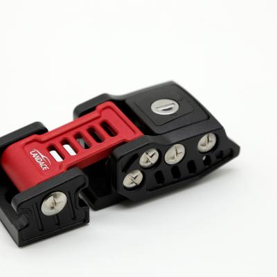 China CNC Machined Aluminum Alloy Hood Latch for Jeep Wrangler 133x56x42mm Red Black for sale