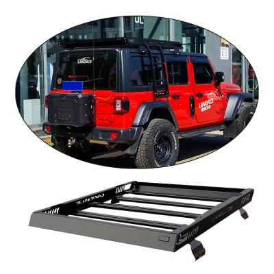 China 4x4 Vehicle Roof Rack Basket for Jeep Wrangler Rubicon 2018-2023 Steel Aluminum 300kg Capacity for sale