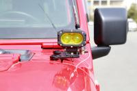 China Jeep Wrangler JL JLU A-Pillar Windshield Hood Mount Bracket Off-Road Light Bar Mounts 134x107x25mm Aluminum Alloy for sale
