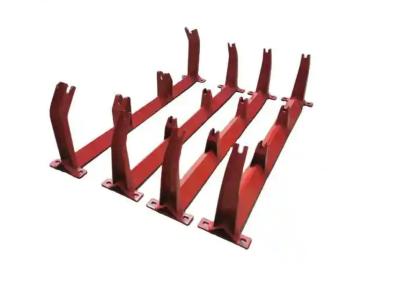 China Carbon Steel Conveyor Roller Bracket Frame Idler Support Structure For Belt Systems for sale