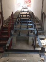 China Carbon Steel Conveyor Roller Bracket Frame Idler Support Structure For Belt Systems for sale