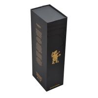 China Custom Printed Logo Black Magnetic Paper Wine Packaging Box With Embossed Sponge Lining for sale