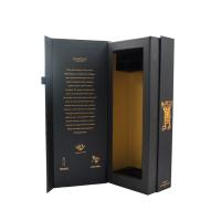 China Custom Printed Logo Black Magnetic Paper Wine Packaging Box With Embossed Sponge Lining for sale