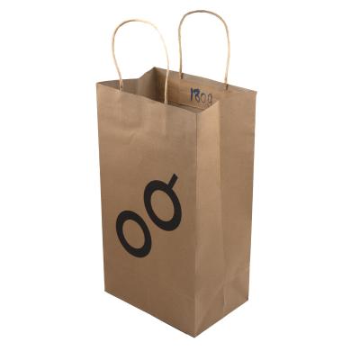 China Recycled Kraft Paper Bags For Restaurant Takeout Shopping With Handle Custom Printed for sale