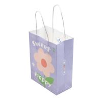 China Purple Kraft Paper Bag Custom Size Printed Luxury Packaging for Supermarket Takeaway Coffee Milk Tea Food for sale