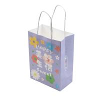 China Purple Kraft Paper Bag Custom Size Printed Luxury Packaging for Supermarket Takeaway Coffee Milk Tea Food for sale