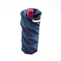 China Customized Handmade Creative Folding Kraft Paper Wine Gift Box Flat Packing with Handle for sale