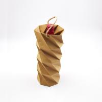 China Customized Handmade Creative Folding Kraft Paper Wine Gift Box Flat Packing with Handle for sale