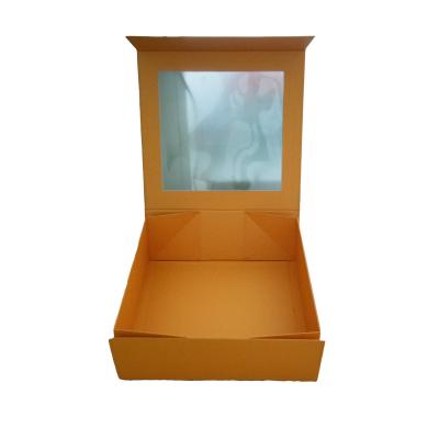 China Custom Logo Recycled Rigid Hard Cardboard Luxury Gift Box with Clear PVC Window and Magnetic Closure for sale
