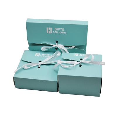 China Fashion Trend Recyclable Collapsible Gift Paper Box with Ribbon Packing for Christmas Birthday Wedding for sale