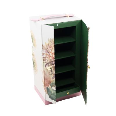 China Custom Personalized Design Elegant Double Open Door Luxury Gift Packing Box with Leather Handle for sale