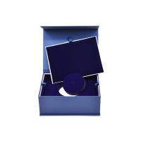 China Premium Luxury Blue Matte Rigid Cardboard Magnetic Closure Gift Box with Foam Insert for sale