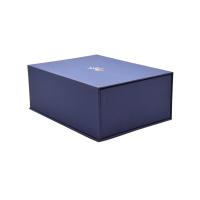 China Premium Luxury Blue Matte Rigid Cardboard Magnetic Closure Gift Box with Foam Insert for sale